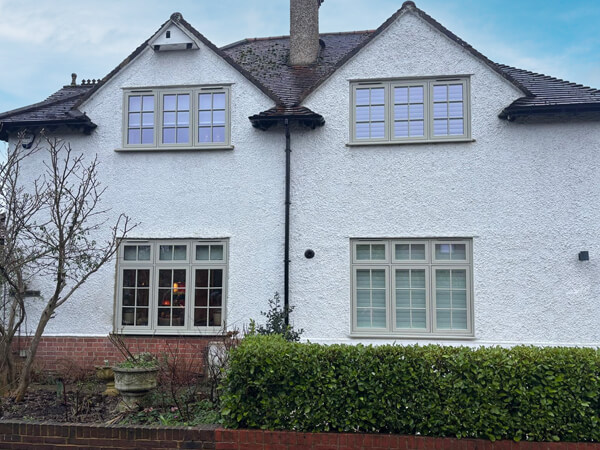 Olive Grey/White UPVC Flush Casement Windows in Cookham